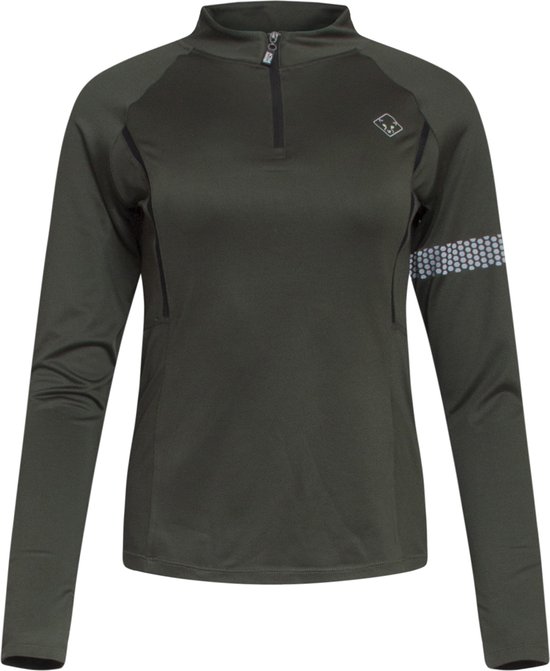 Active Panther T-shirt Julia Solid zip Army green, dames loopshirt ...