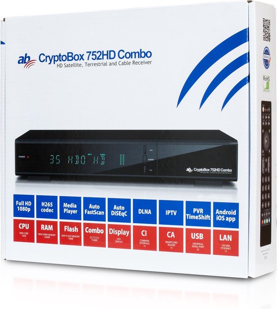 AB CryptoBox 752HD Combo DVB-T2 / S2 / C H.265 HEVC | bol