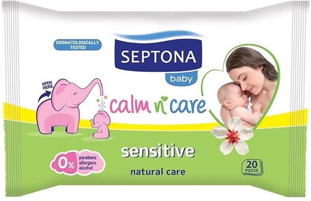 Septona - Baby Doekjes - Reisverpakking - 20 doekjes - Sensitive | bol.com