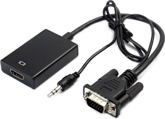 VGA naar HDMI Adapter met extra voeding - 25 cm - 1080p Full HD - Zwart ...