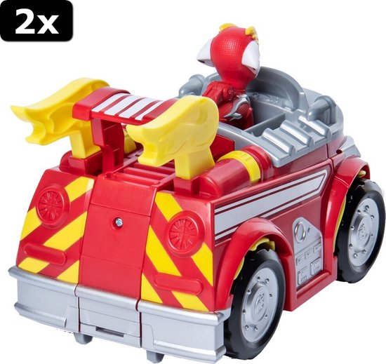 2x Paw Patrol Mighty Pups Brandweer Voertuig met Pup | bol.com