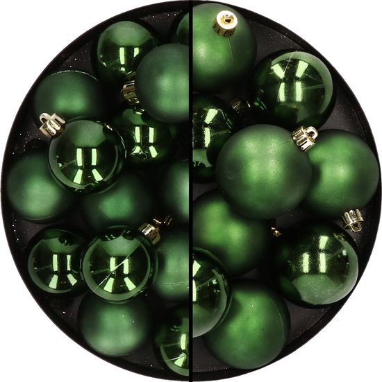 28x stuks kunststof kerstballen donkergroen 4 en 6 cm - Kerstversiering ...