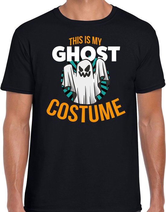 Verkleed t-shirt ghost costume zwart voor heren - Halloween kleding S ...