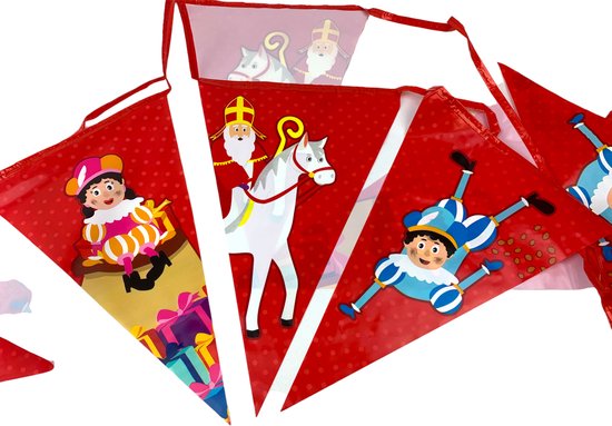 Sinterklaas Versiering Vlaggenlijn - 6 meter - Sint en Piet versiering ...