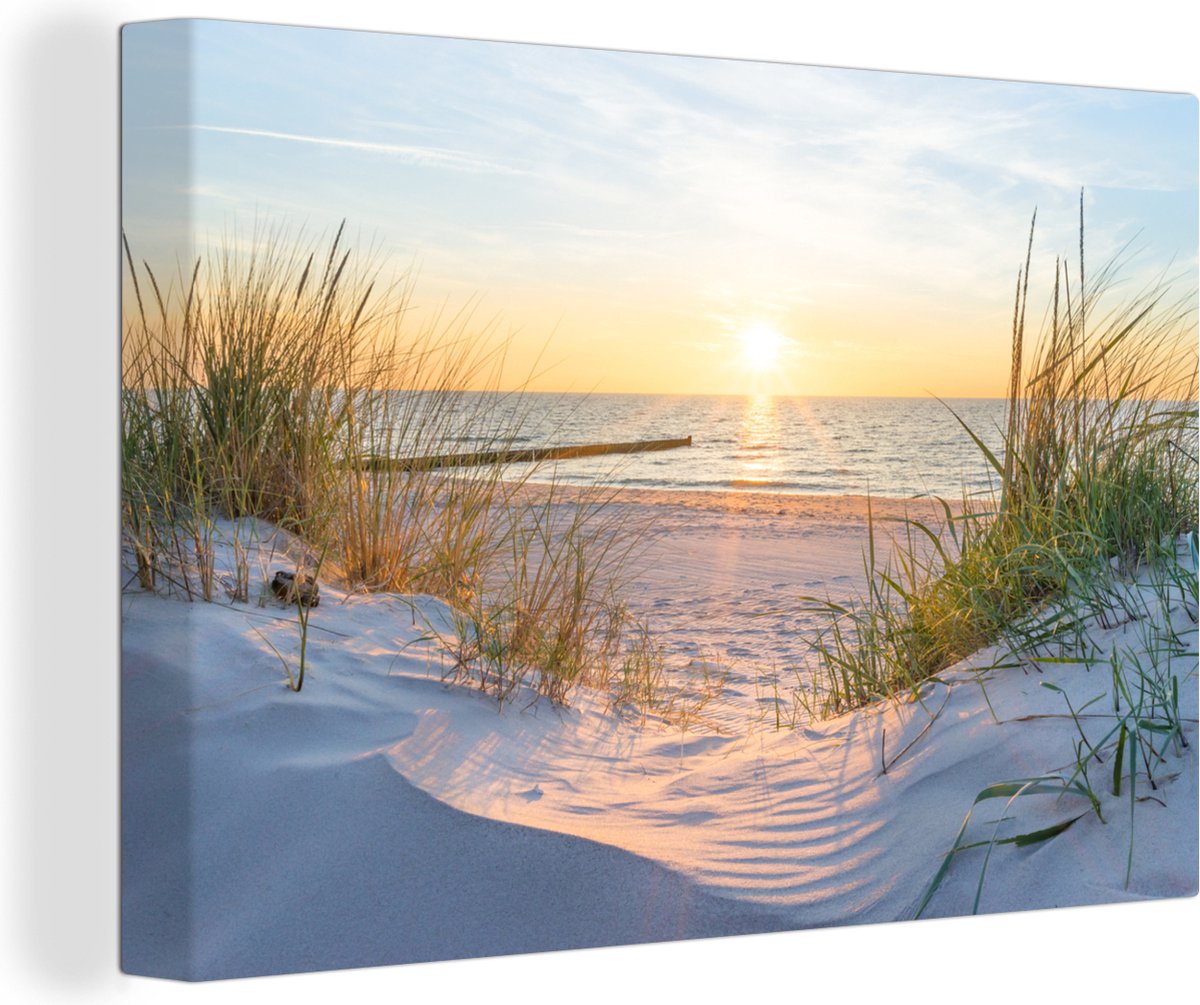 Canvas - Canvas schilderijen strand - Zee - Duinen - Landschap - Schilderij zee -... | bol.com