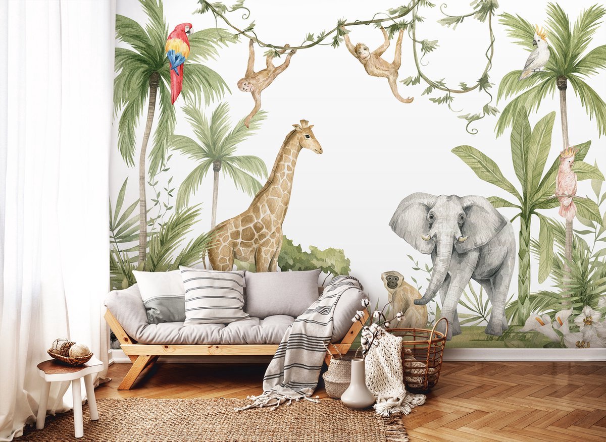 Fotobehangkoning - Behang - Fotobehang - Jungle Dieren - Vliesbehang ...