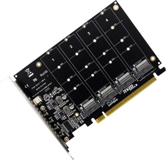 PH44 NVME 4 Disk Array Card PCI-E Signaal Split Array Card | bol