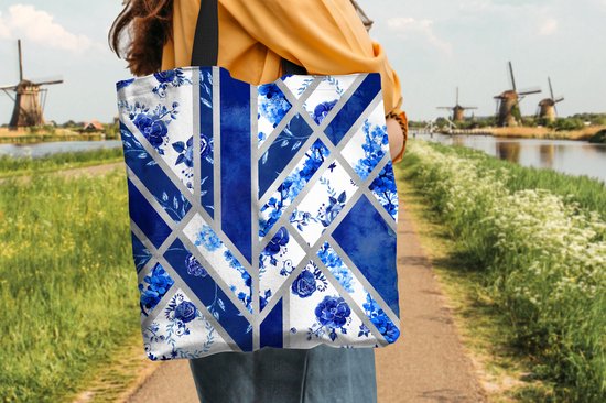 Schoudertas - Strandtas - Shopper Delfts blauw - Patroon - Abstract ...