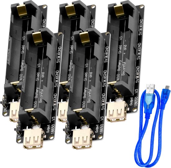 AZDelivery 5 x 18650 Batterij Uitbreidingsschild 5V - 3V Micro USB ...