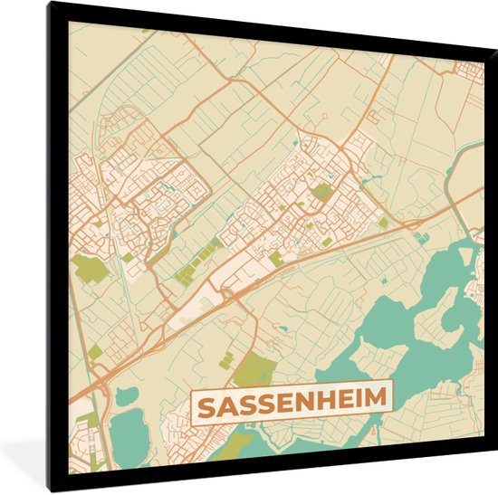 Fotolijst incl. Poster - Sassenheim - Kaart - Plattegrond - Stadskaart ...