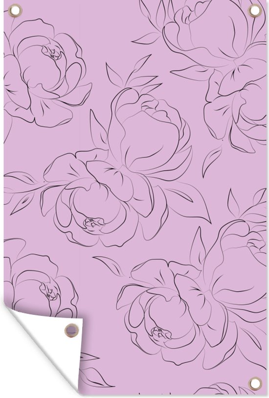 Tuinposters buiten Bloemen - Rozen - Patroon - Line Art - 60x90 cm ...