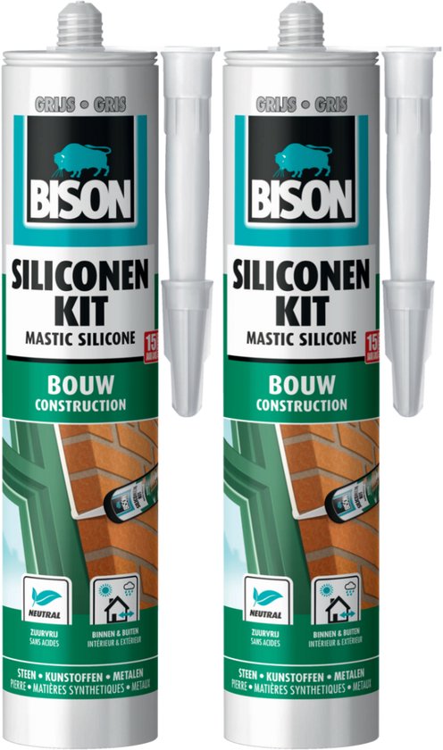 Bison siliconenkit bouw - grijs - hecht op alle materialen - blijvend ...