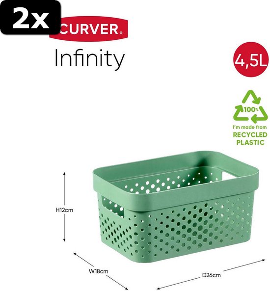 2x Curver Infinity Opbergbox dots 4,5L - 100% recycled z.groen | bol.com