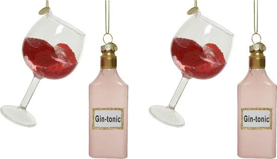 4x pendentifs de No?l en verre Gin Tonic et d?corations de No?l en verre 12 cm -... | bol.com