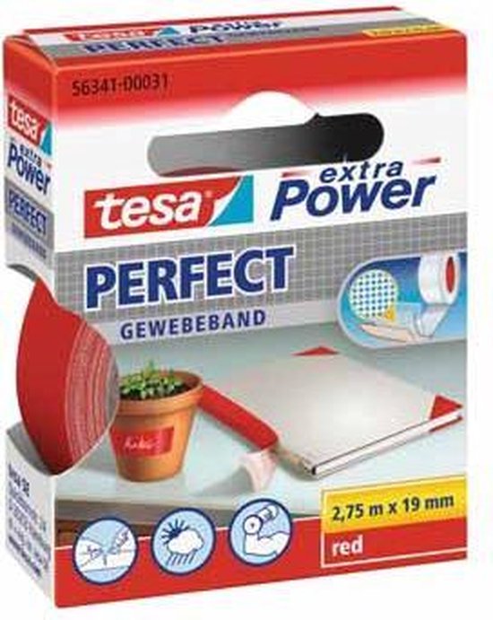 Tesa Plakband textiel - 19mmx2.75m rood | bol.com