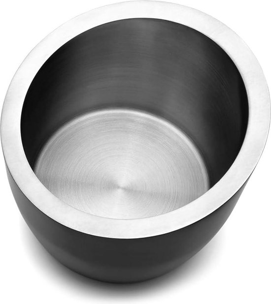 Ijsbak dubbelwandig 25L roestvrij staal mat zwart met deksel ice bucket ...