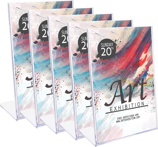 Acryl Poster Menu Houder - 5 x A4 Lean to Perspex Folder Display Stands ...