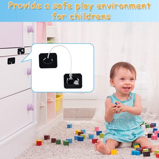 3-delige lade kinderslot koelkastslot met sleutel zonder boren, zwarte ...