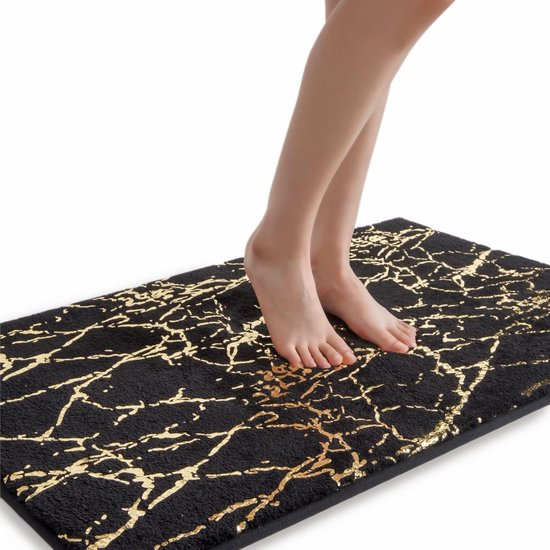 Zwarte badmat antislip wasbaar - Luxe badkameraccessoires - Zacht ...