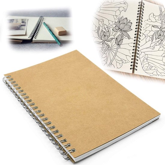 A5 schetsboek met spiraalgebonden, 3 stuks Kraft Cover blanco ...
