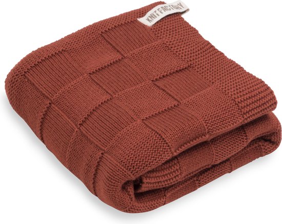Knit Factory Gebreide Handdoek Ivy - Handdoek badkamer - Roest - Rood ...