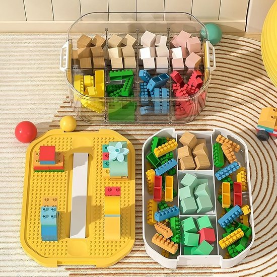 Kinderopbergdoos met deksel, 3 niveaus bouwstenen dozen opbergdoos ...