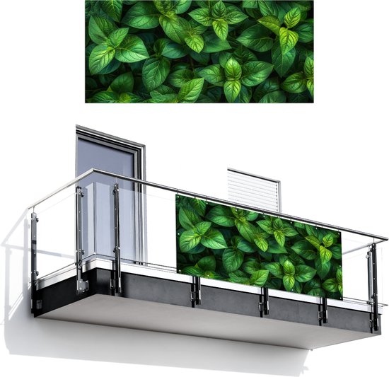 Balkonscherm 200x90 cm - Balkonposter Bladeren - Planten - Groen ...
