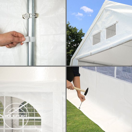TOOLPORT partytent 4x8 m in wit Professioneel PE-zeil 550 N Waterdichte ...