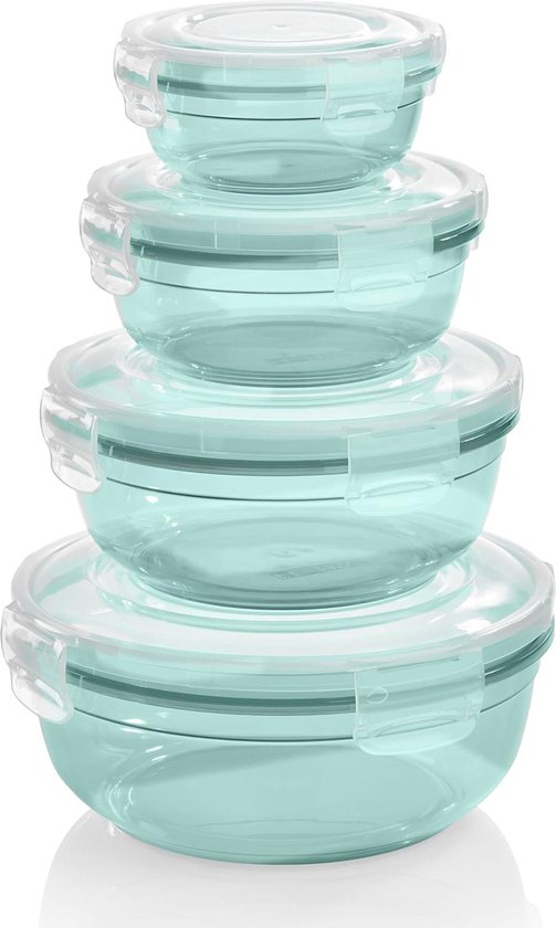 Set van 4 vershouddozen (0,4 l, 0,8 l, 1,4 l, 2,3 l), rond, kunststof ...