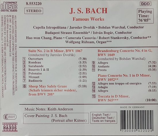Bach: Famous Works, Hae-won Chang Wolfgang Rubsam | CD (album) | Muziek ...