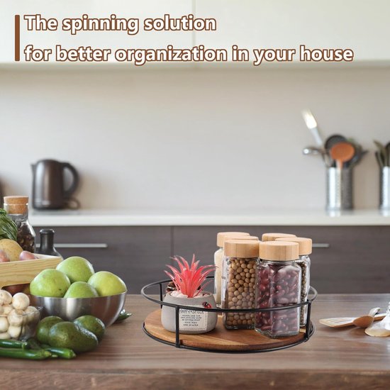 2 stuks draaiplateau, organizer, draaiplateau, hout, 23 cm, draaiplateau, kruidenrek... | bol
