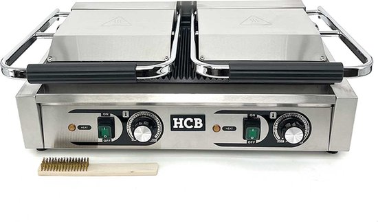 HCB® - Professionele Horeca Paninigrill - dubbel - geribbeld - 2 x 230V ...