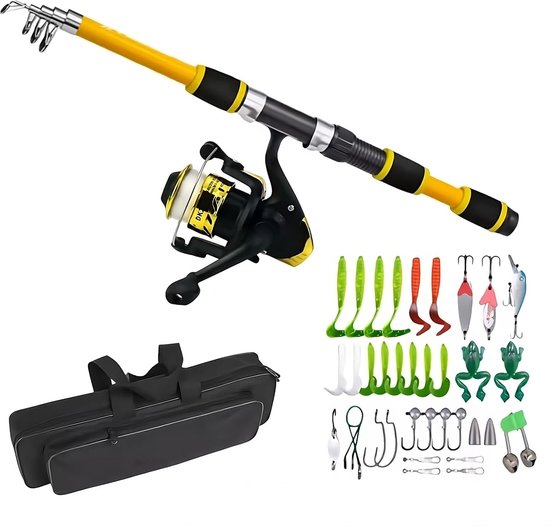 hengelset / Vishengel en haspel set - Telescopische vishengel van ...