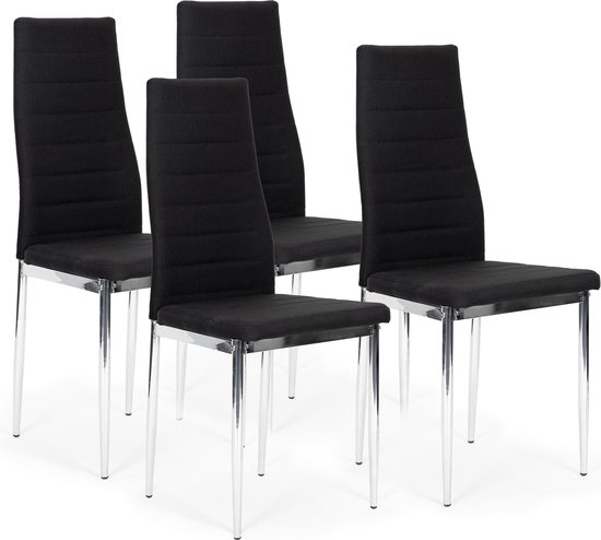 Eetkamerstoelen - set van 4 eettafel stoelen - eco-leer - zwart | bol