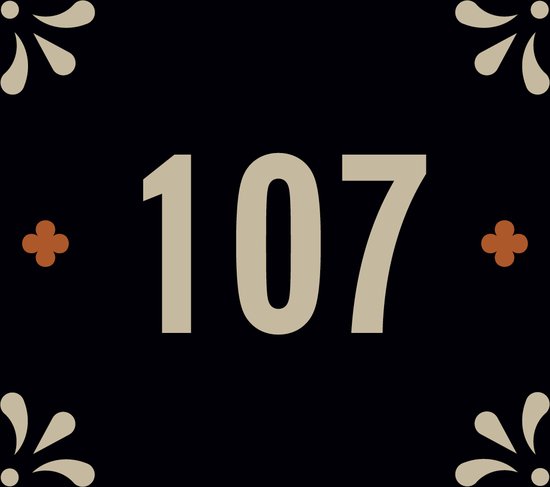 Huisnummerbord nummer 107 | Huisnummer 107 |Zwart huisnummerbordje ...
