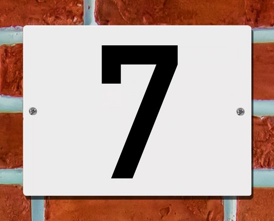 Huisnummerbord Wit - Nummer 7 - 15 x 12 cm - incl. bevestiging ...