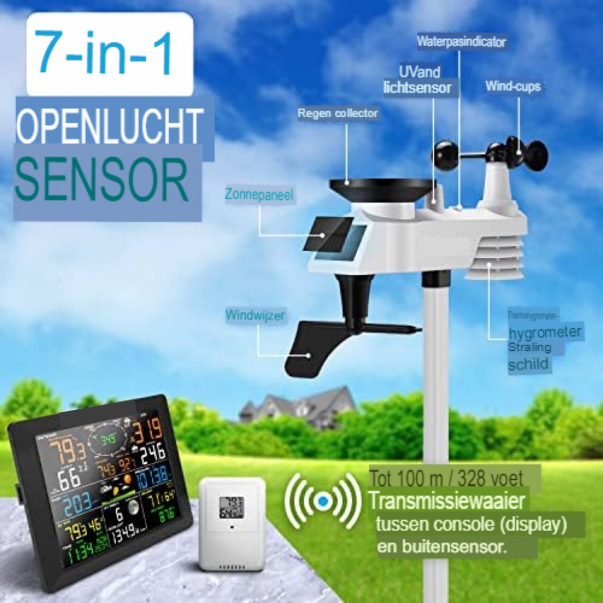 Weerstation Met Buitensensor - Weerstation Draadloos Binnen Buiten ...