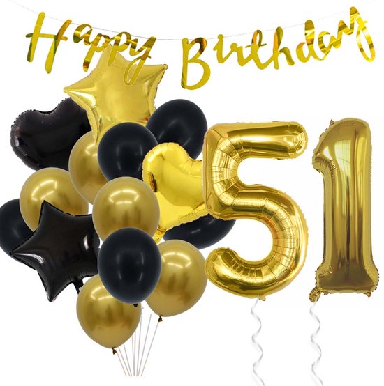Snoes Ballonnen 51 Jaar Feestpakket – Versiering – Verjaardag Set ...