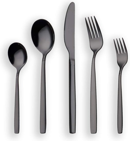 bestekset, 30-delig, zilverzwart, 30-delig bestekset, zwart, bestekset ...