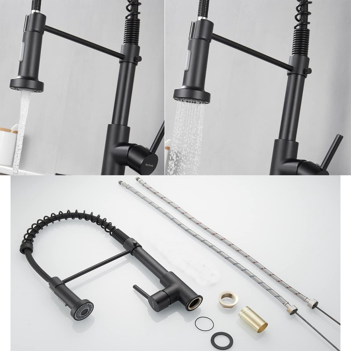 Zwarte Keukenkraan met Uittrekbare Sproeier - Volledig Koper - Dubbele Modus Sproeikop... | bol.com