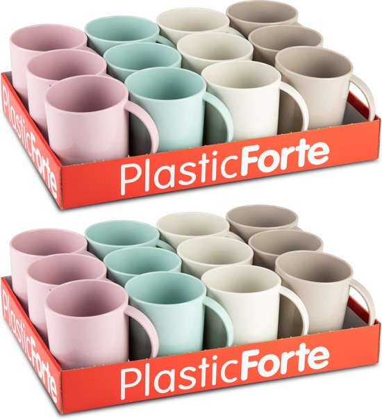 Forte Plastics 24x Gekleurde drinkbekers/mokken - kunststof - 350 ml ...