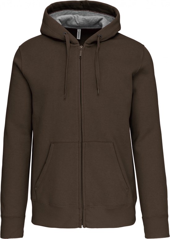 Kariban Hooded sweater met rits K444 - Dark Khaki - L | bol