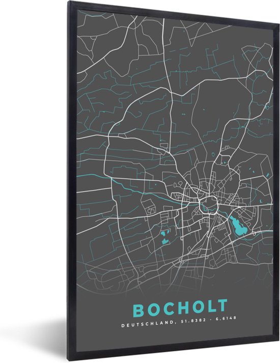 Fotolijst incl. Poster - Stadskaart – Bocholt – Duitsland – Plattegrond ...
