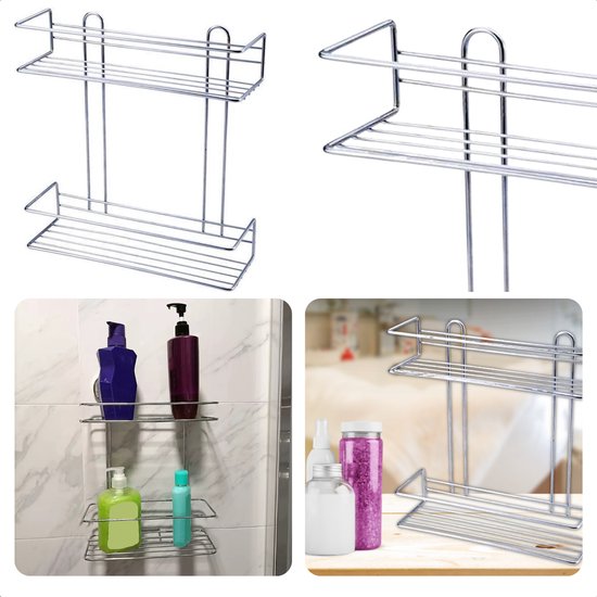 Cheqo® Wand-Opbergrek - 33x35,5x11,5cm - Doucherek - Badkamerkast ...