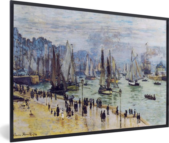 Fotolijst incl. Poster - Vissersboten verlaten de haven Le Havre ...