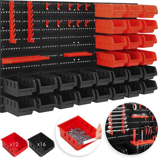 MASKO® Gereedschapswand 45-delig met 28x Sorteerdoos Gereedschapshouder ...