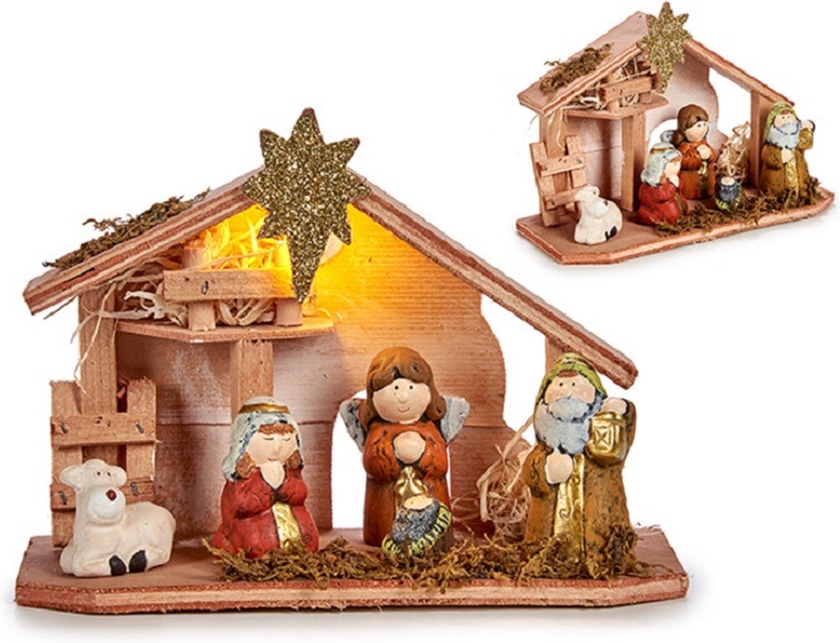 Krist Kerststal Met Beeldjes En Verlichting L22 5 X B8 X H17 Cm Bol