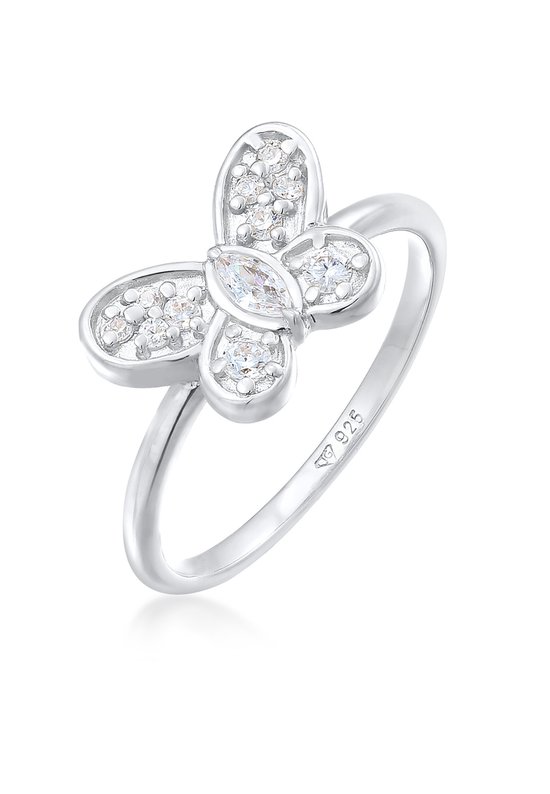 Elli Dames Ring Dames Vlinder Symbool Sprankelend met Zirconia ...