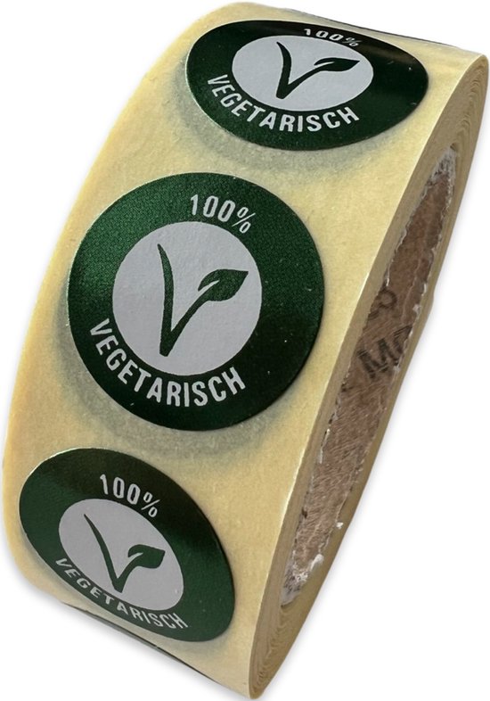 Vegetarisch sticker op rol - 500 stuks - 20mm - HACCP - voedseletiket | bol