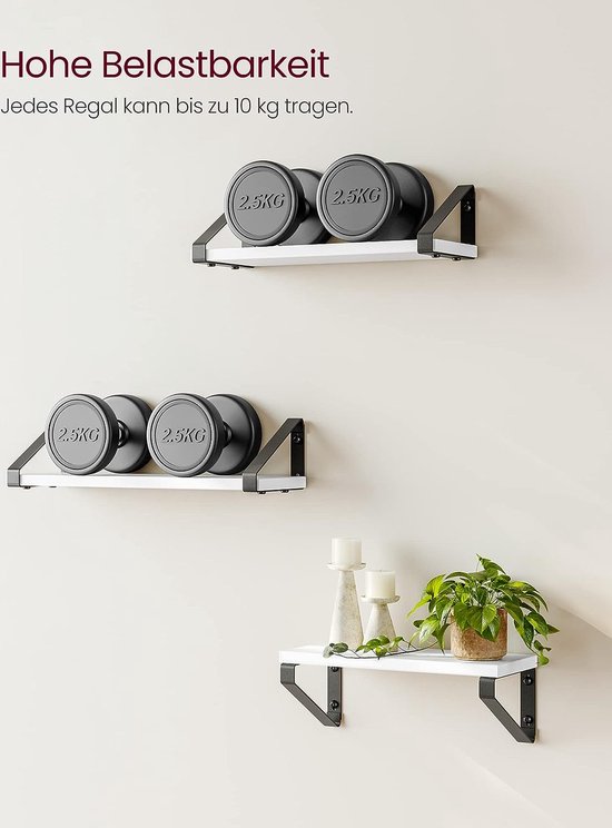 Wandplank set van 3, zwevende plank, wandgemonteerd, plank voor display, industrieel... | bol